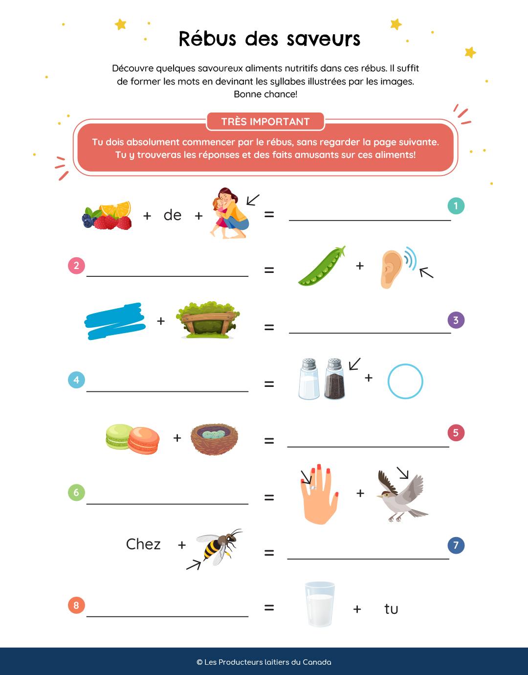 Rébus des saveurs et faits amusants | Cuisinons en Famille