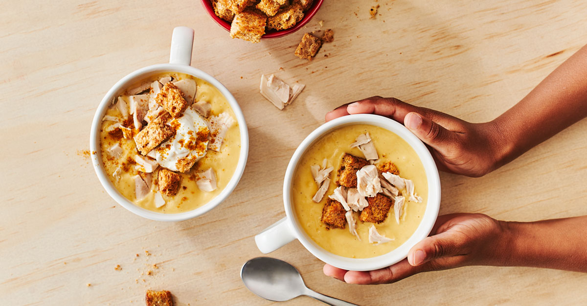 Potage à la courge Butternut garni | Cuisinons en Famille